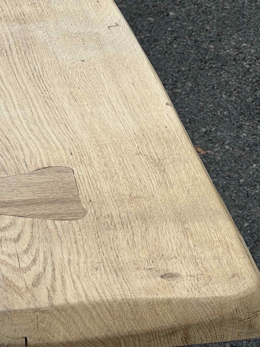 table a manger industrielle plateau chene pied fonte americain